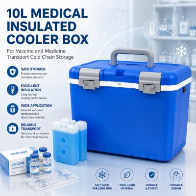 China Medical Cooler Box FS10L Featuring Lockable Lid Secure Sealing Ensuring Protection for Medical Samples and Vaccines for sale