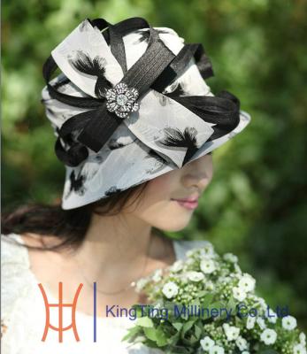 Cina Cappelli eleganti alla moda del nero/bianchi decorazione del partito della chiesa con Rosa in vendita