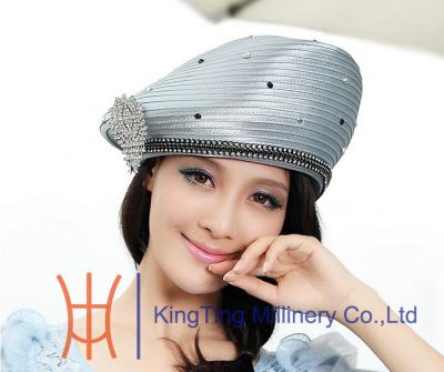Cina Cappelli d'avanguardia per il Kentucky derby, argento/bianco del nastro del raso del bello poliestere in vendita