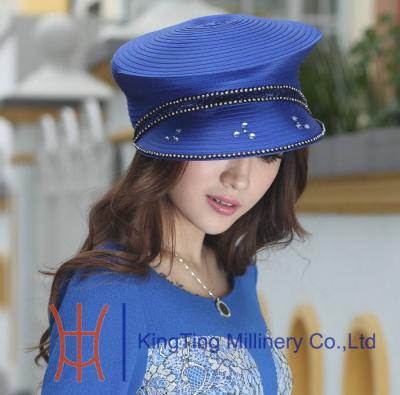 Cina Cappelli rossi/blu della chiesa del berretto con il tessuto di corsa di cavalli delle pietre torcono i cappelli in vendita