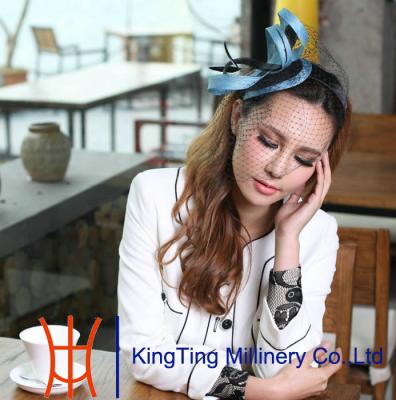 China Character Black / Blue Customized Elegant   Womens  Net / Bowknot  Fascinators for sale