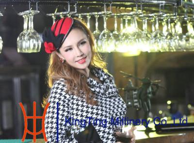 China Classic Big Red / Black   Customized Elegant   Womens  Weel Felt  Fascinators for sale
