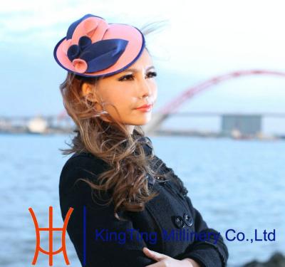 China Pink and Blue  Customized Elegant   Womens  Weel Felt  Fascinators for sale