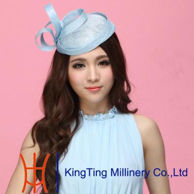 China handmade Simple Cute Light Blue Ladies Fascinators with Sinamay for sale