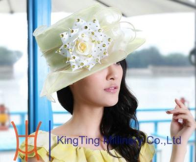 China trendy Packable Crushable Organza Hats With Overlocked Big Flower for sale