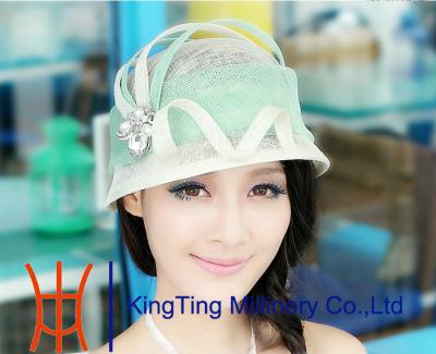 China Eco - friendly Mint Color Ladies Sinamay Hat For Horse Racing for sale