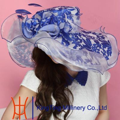 China Wide Brim Funny Lady Organza Hats , Ladies Sinamay Hats for sale
