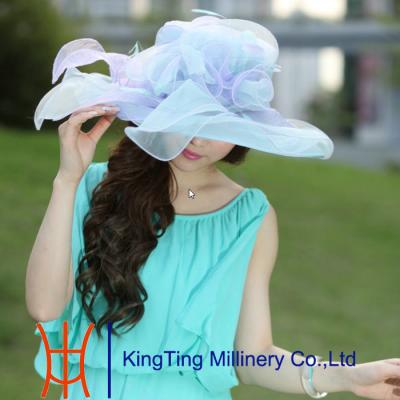 China Lady Yellow Fashion Organza Hats Summer For Special Occassion for sale