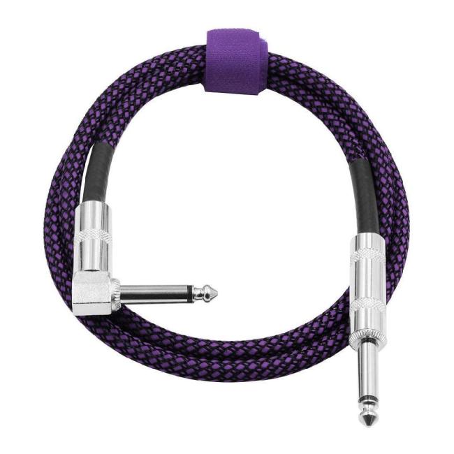 Wholesale Black Braided 6.35mm 1/4 Inch Angle-to-Straight Electric Guitar Cable, 10FT/30FT Low Noise Guitar Cable