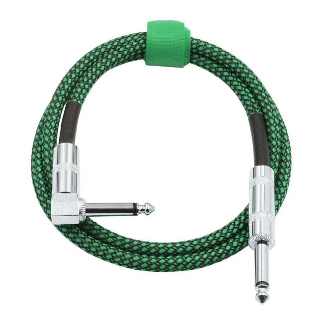 Wholesale Black Braided 6.35mm 1/4 Inch Angle-to-Straight Electric Guitar Cable, 10FT/30FT Low Noise Guitar Cable