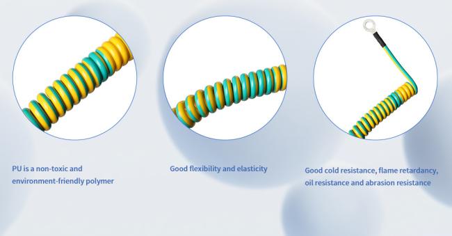 PUR Silicone Spiral Coiled Power Spring Robot Cable for Medical Equipment