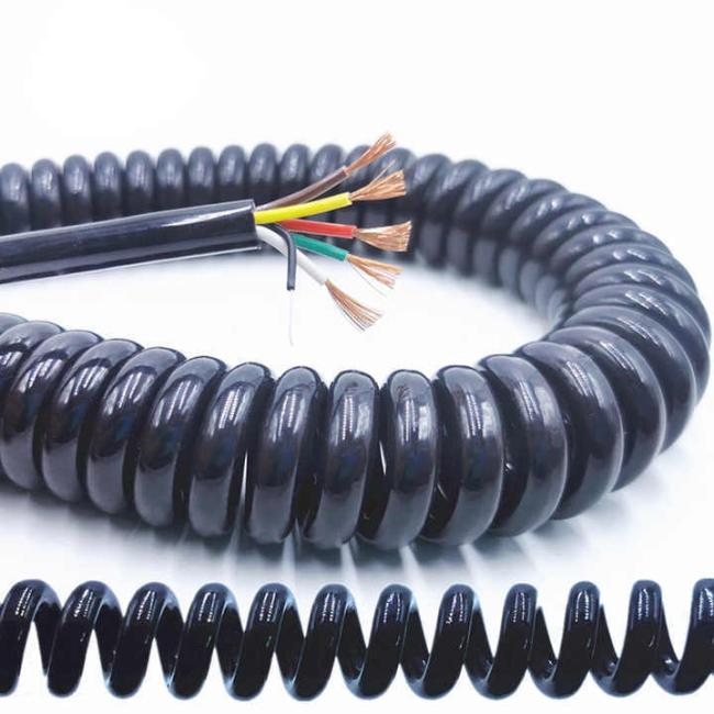3 Core Spring Wire Spiral Electric Cable 0.5 Square 2.5m 5m 7.5m Black Power Cord Extensible Wire