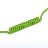 China PUR yellow green spiral cable, spring wire, coil cable for sale