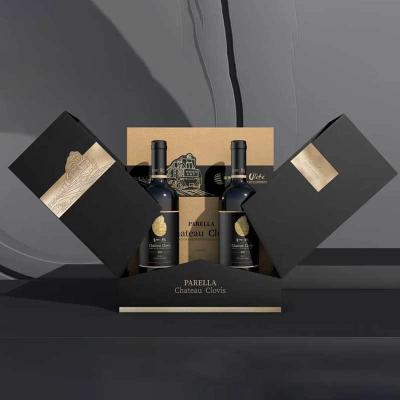 China Premium Luxury Wine Bottle Packaging Box With Ribbon And Inner Tray for sale
