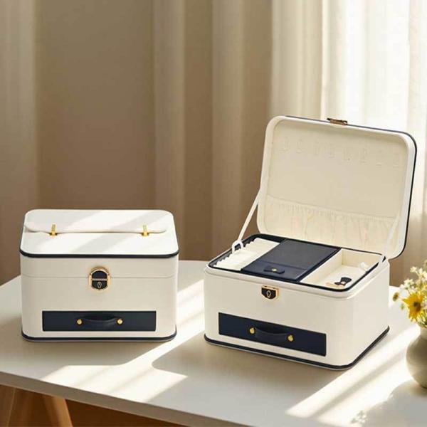 Quality Premium Customizable PU Leather Jewelry Box with Mirror for sale