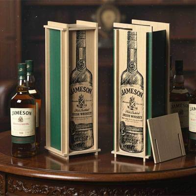 China Custom Engraved Logo Premium Wood Material Sliding-lid Wine Gift Box with Smooth Slide Design for sale