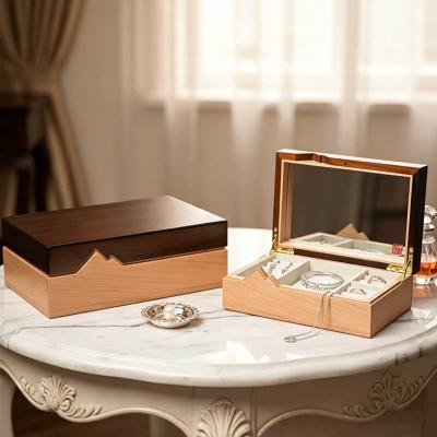 China Handcrafted Wooden Jewelry Box with Carved Groove Design, Custom Wholesale Wood Jewellery Gift Box for sale