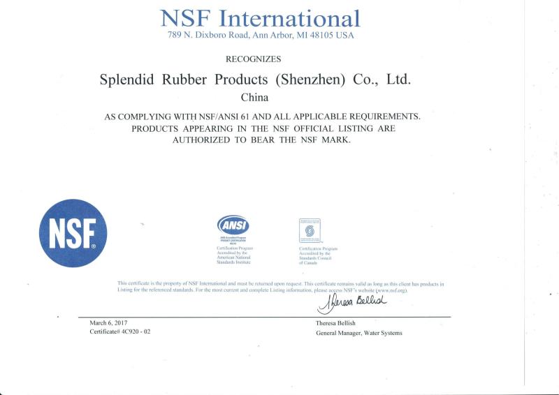 NSF61 - Splendid Rubber Products (Shenzhen) Co., Ltd.