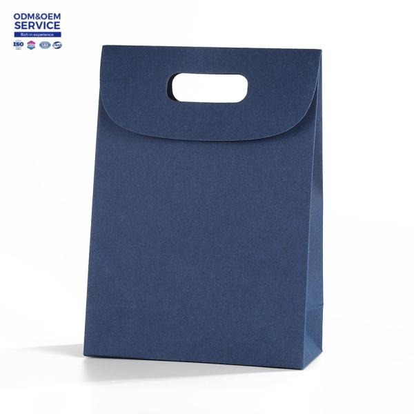 Quality Luxury Flat Handle Kraft Paper Bag  Custom Black Packaging Paper Box Printed Bag Packaging Paper Bags for sale