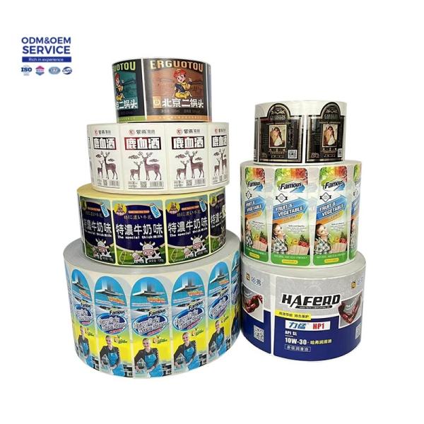 Quality Custom Printed Logo Vinyl PVC Waterproof Adhesive Round Roll Label Food Glass Bottle Packaging Sticker for sale