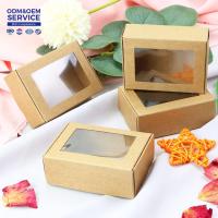 Quality Brown Kraft Paper Boxes with Clear Windows for Party Favor Treats Bakery and for sale