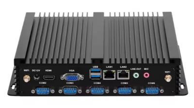 China Win10 IoT Industrial Mini PC with 6 LAN 8GB RAM 32GB CPU J1900 4GB VGA Display Fanless Design for Linux RS232/422/485 GPIO WiFi for sale