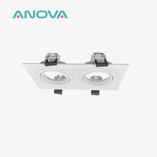 Quality Dual-Head Square Recessed Spotlight 20° Tilt & Rotating Housing for sale