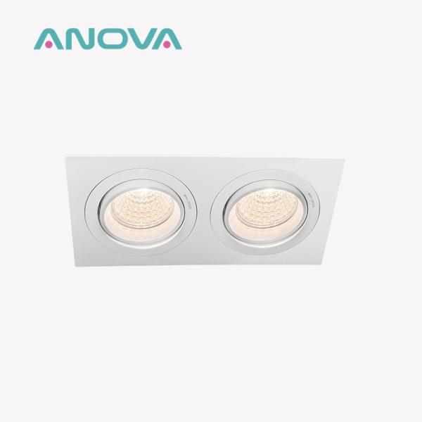 Quality Dual-Head Square Recessed Spotlight 20° Tilt & Rotating Housing for sale