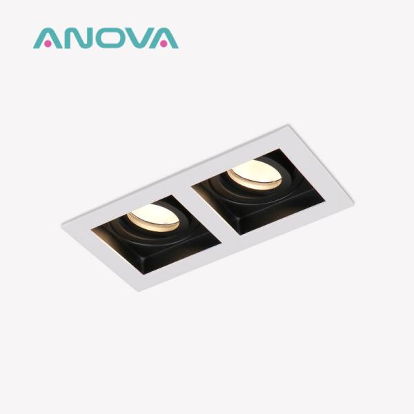 Quality Dual-head GU10 MR16 Commercial Adjustable Recessed Spotlight Downlight Frame for sale