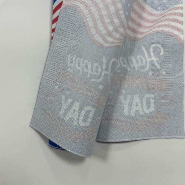 Quality 2 Ply 1/6 Fold Printed Paper Napkins 42*33cm Food Safe Restaurant Paper Napkin for sale