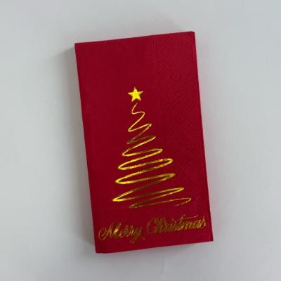 China Disposable Red Paper Napkins 33*40cm Gold Silver Foil Paper Napkin For Christmas for sale