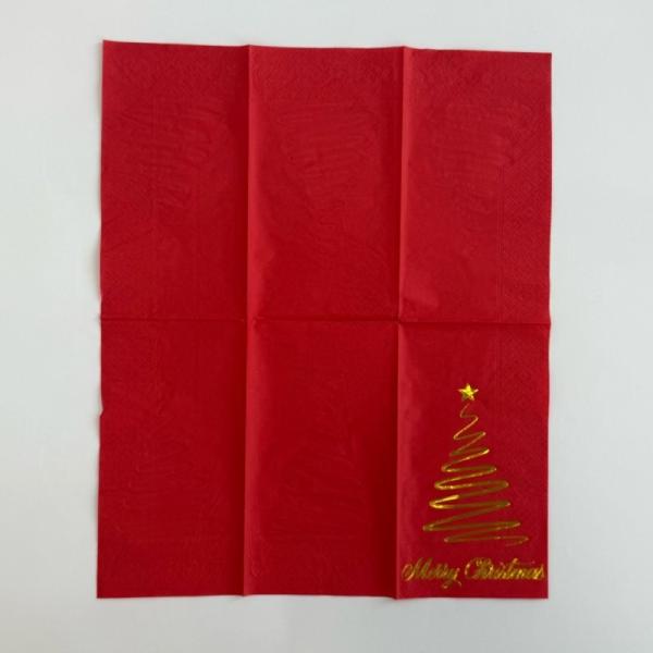 Quality Disposable Red Paper Napkins 33*40cm Gold Silver Foil Paper Napkin For Christmas for sale
