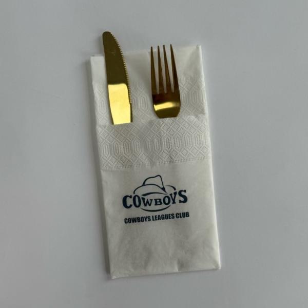 Quality Prefold 42*42cm 3 Ply Dinner Napkins White With Pocket For Silverware for sale