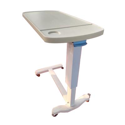 China MN-OVT001 ABS Material  Movable Bedside Over Bed Table Hospital Dining Table with Gas Spring for sale