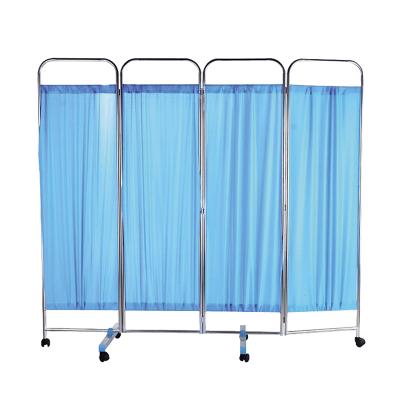 China MN-PF001 4-Panel Foldable Hospital Bed Side Screen Stainless Steel Movable Screen for sale