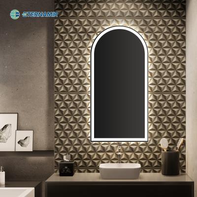 Cina Forma di arco Moderno Luxury Hotel Bagno Decorativo Muro Rotondo Specchio Intelligente Con Illuminazione LED in vendita