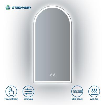 Cina Forma di arco Moderno Luxury Hotel Bagno Decorativo Muro Rotondo Specchio Intelligente Con Illuminazione LED in vendita