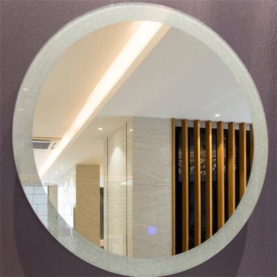 China Smart Touch Screen LED Mirror Bathroom Luxury IP44 Suitable Defogger and Time Display for sale