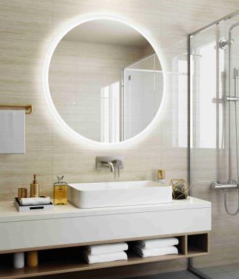 China Smart Touch Screen LED Mirror Bathroom Luxury IP44 Suitable Defogger and Time Display for sale
