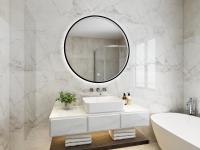 China Smart Touch Screen Bluetooth Rectangle Gold LED Bathroom Mirror 27cm Width 45° Shine Angle for sale