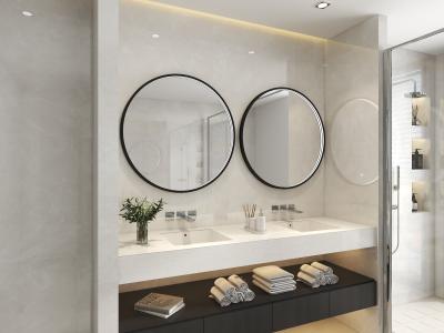 Cina Smart Touch Screen Bluetooth Rettangolo Oro LED Specchio da bagno 27cm Larghezza 45° Angolo di luce in vendita