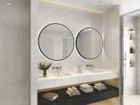China Smart Touch Screen Bluetooth Rectangle Gold LED Bathroom Mirror 27cm Width 45° Shine Angle for sale