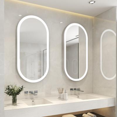 Cina Migliora il tuo bagno con questo specchio a led, telaio in metallo resistente alla ruggine, defogger riscaldato Wifi e touch screen intelligente. in vendita