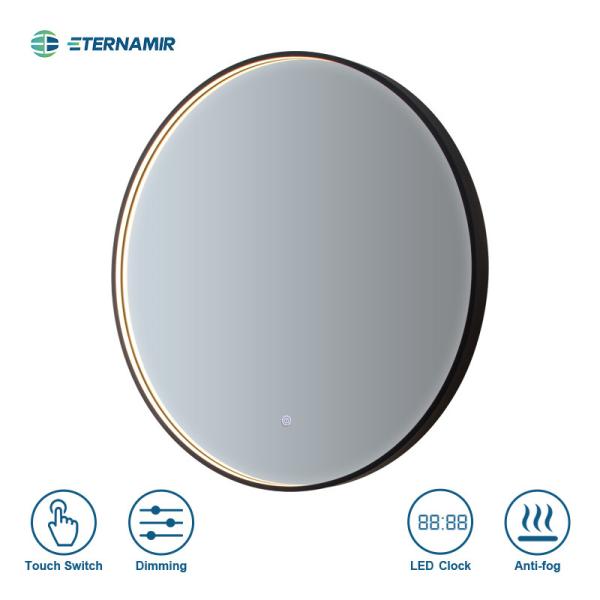 Quality Living Room Glass Framed Mirrors Customizable Led Mirror With Touch Sensor for sale