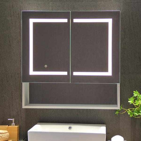 Quality Modern Design Style Smart LED Lights Bathroom Cabinet with Anti-fog Mirror and for sale