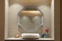 China Polygonal Vanity Mirror With Lights High Clear Reflection Custom Backlit Mirror for sale