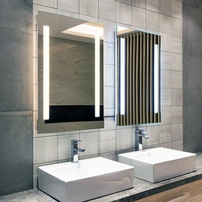China Customized Design Style LED Lighted Bathroom Mirror with Clock and Medicine Cabinet for sale