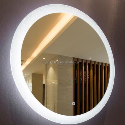 China Glass Oval Shape Round Smart Touch Screen LED Bathroom Vanity Mirror with Dimming for sale