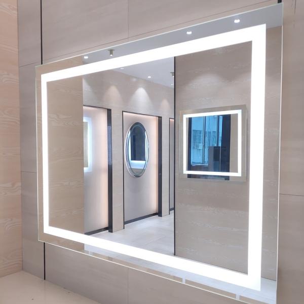 Quality Large Size Custom LED Bathroom Mirror with Defogger Modern Design and AC110-277V for sale