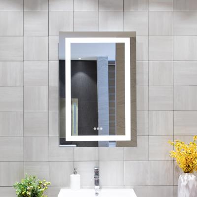 China Front Lighted Bathroom Smart Vanity LED Washroom Mirror for Home Modern Luxury Custom for sale